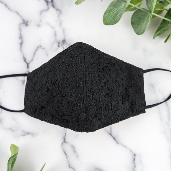 Hand Crafted | Accessories | Classy Black Lace Face Mask 3 Layers W ...